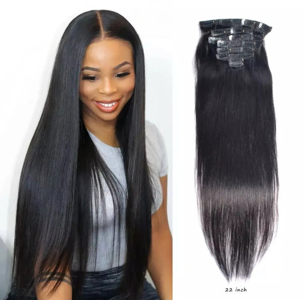 Straight Clip-In Peruvian Remy Hair - Length 20” – Melanin Queen Beauty ...